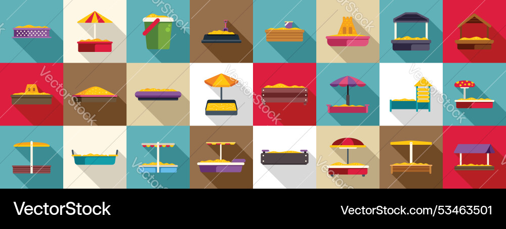 Sandbox icons set collection of sandboxes Vector Image