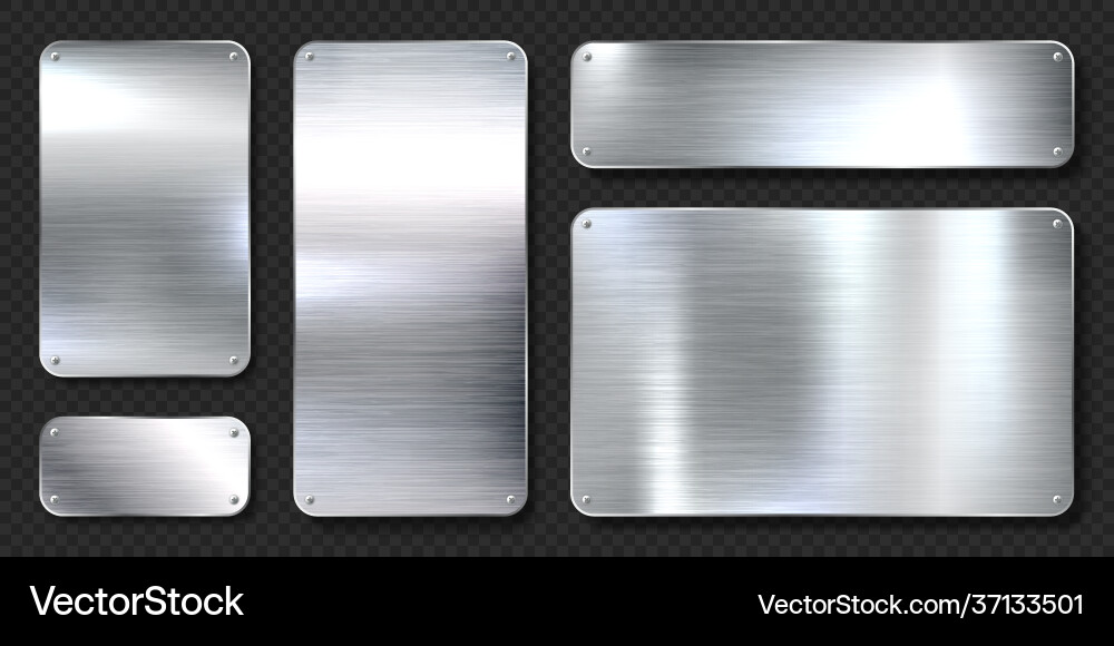 Shiny Metal Banners Set - Steel Royalty Free Vector Image