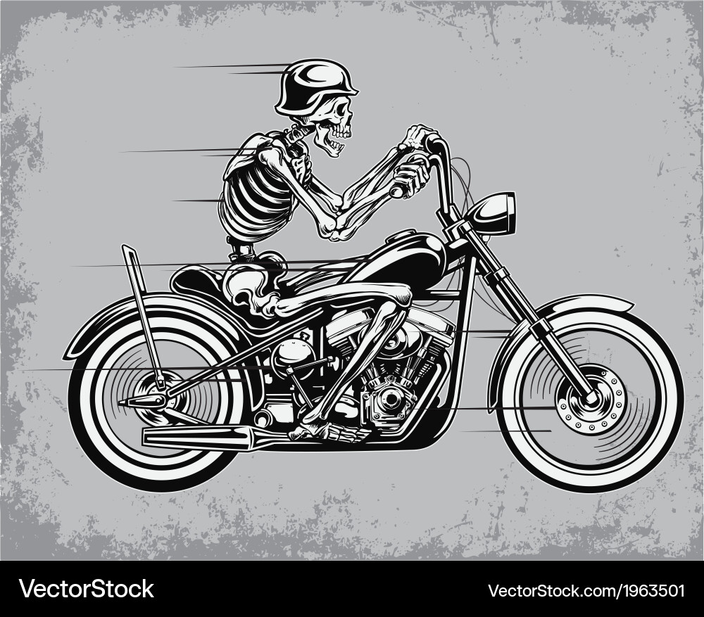 Skeleton riding motorcycle Royalty Free Vector Image