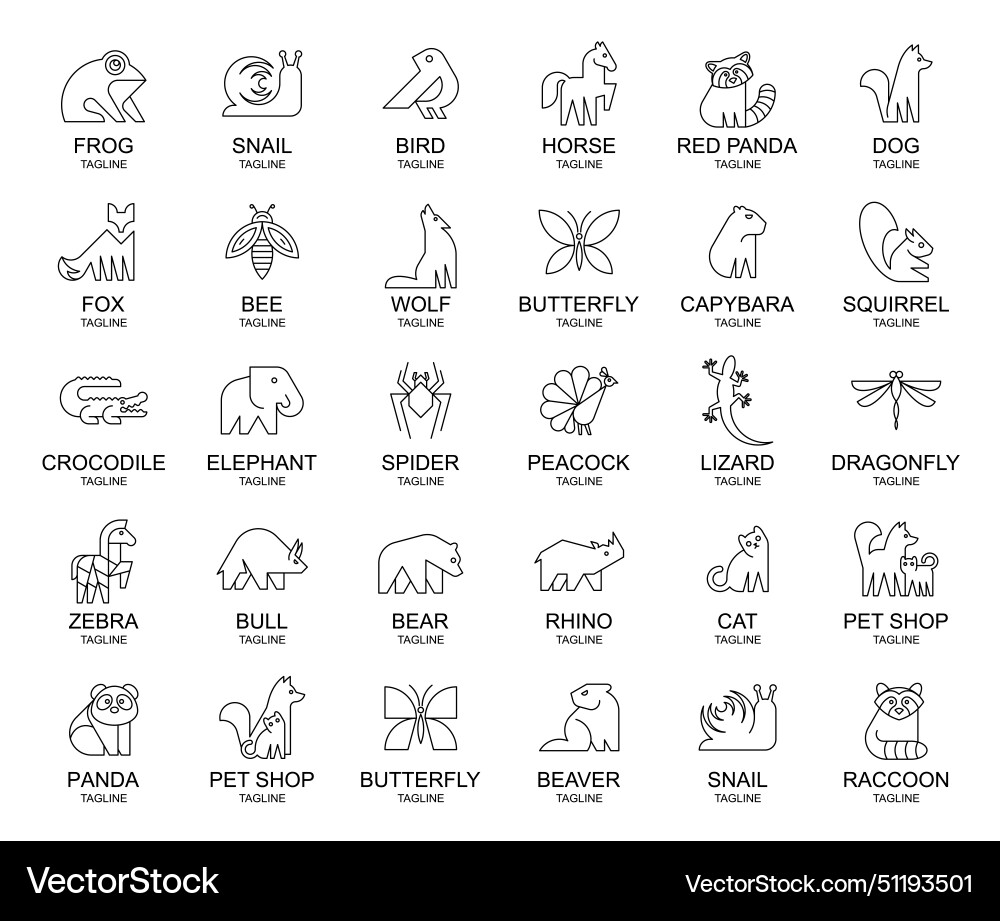 Tiere Logos Sammlung Lizenzfreies Vektorbild
