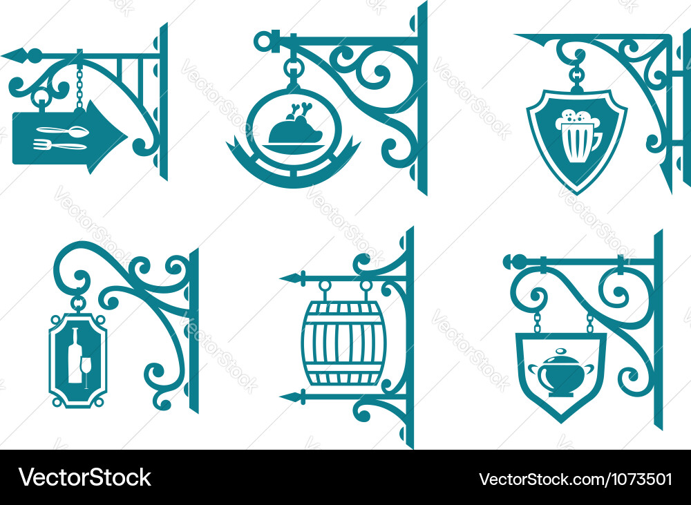 Vintage Pub & Restaurant Signs Royalty Free Vector Image