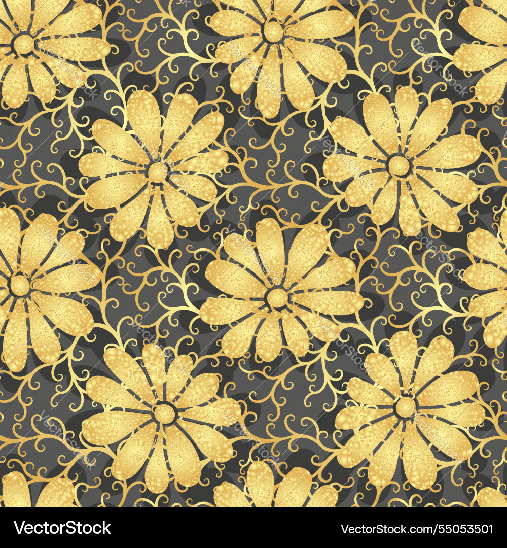 With golden gradient flowers grunge Royalty Free Vector