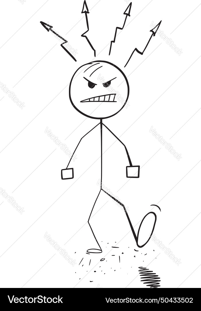 Angry Stick Figure Walking Royalty Free Vector Image