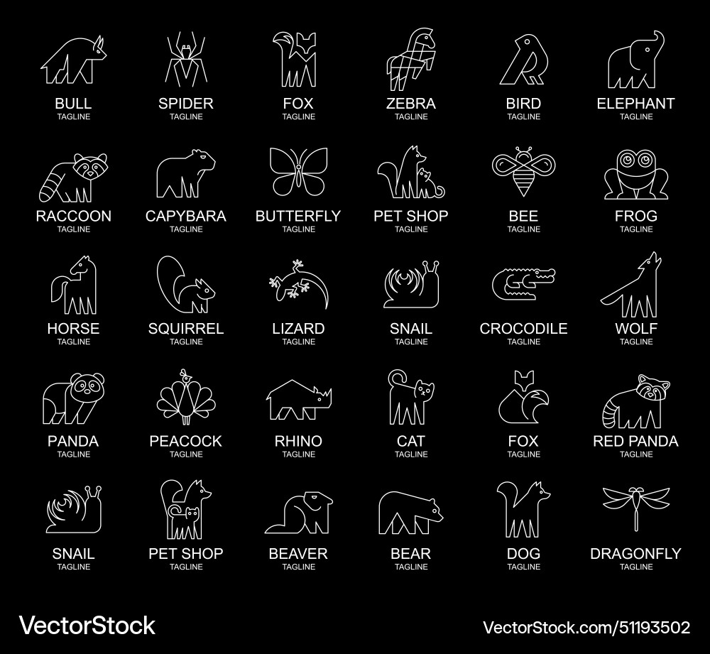 Animals logos collection Royalty Free Vector Image