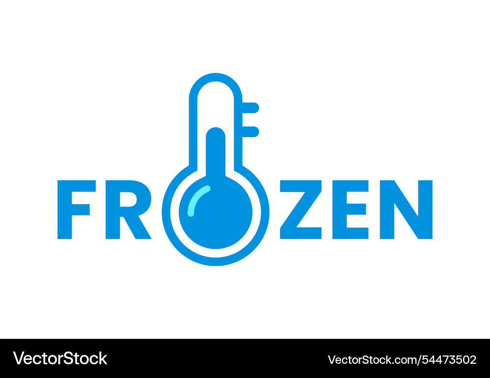 Blue frozen cold product icon with thermometer Vector Image
