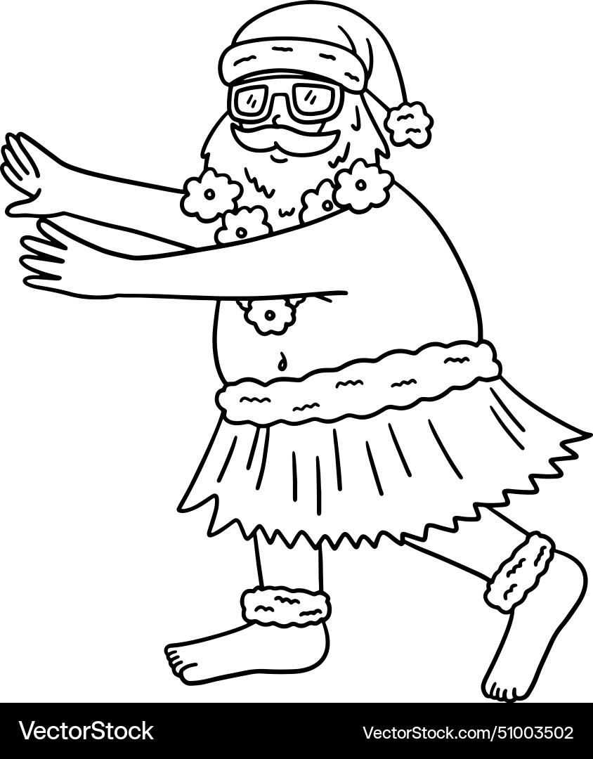Christmas in july santa hula dancing isolated Vector Image