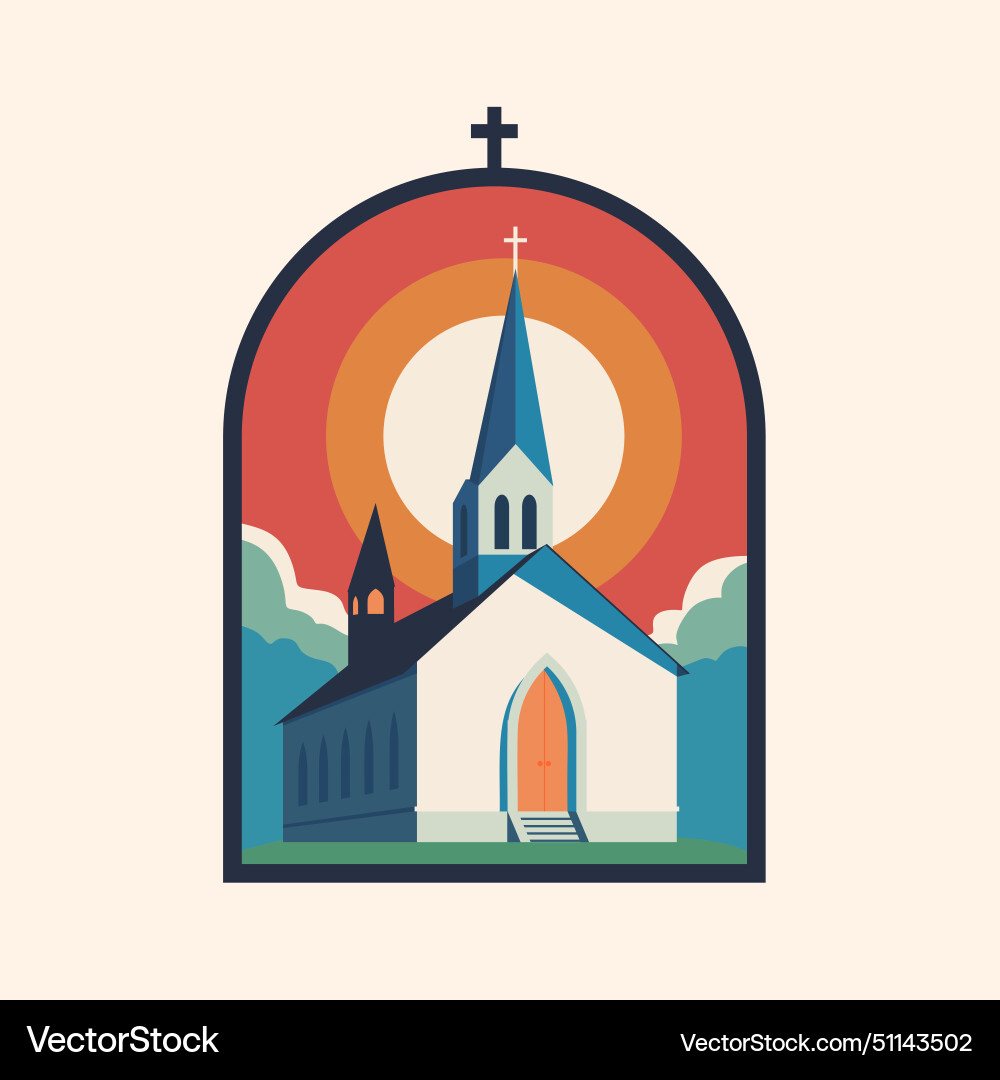 Church building community worship unity symbol Vector Image