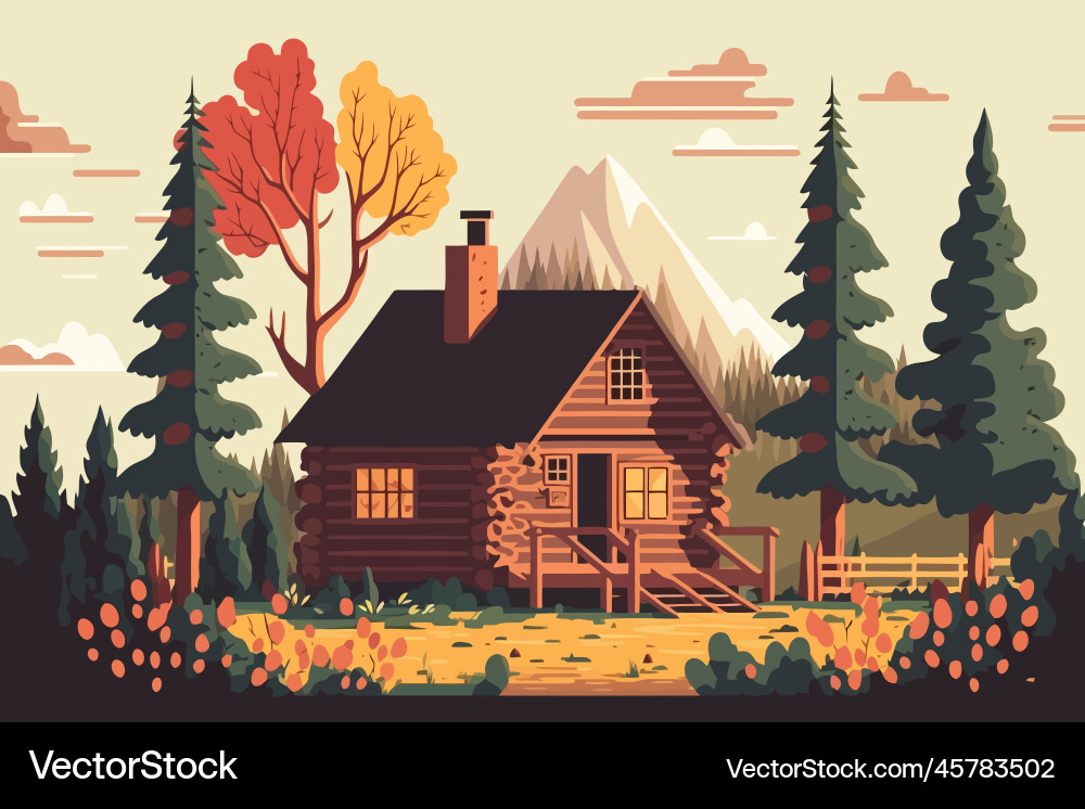 Cozy Forest Cabin Royalty Free Vector Image - VectorStock