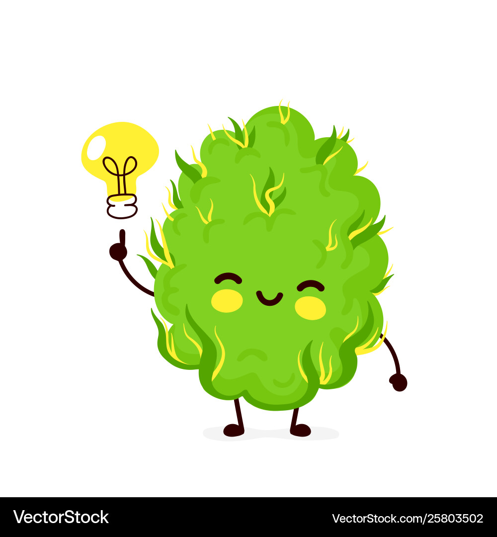 Cute funny smiling happy marijuana Royalty Free Vector Image