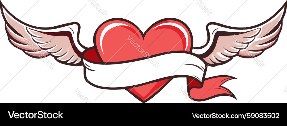 Ethereal Winged Heart Ribbon Royalty Free Vector Image