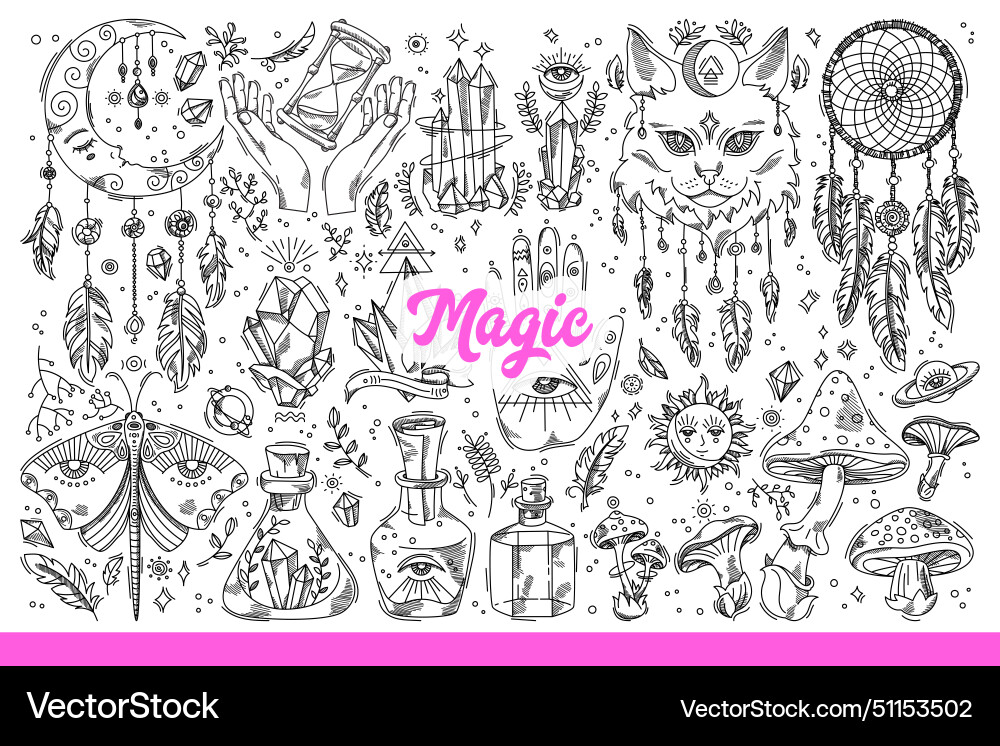 Magic and occult elements for esoteric rituals Vector Image