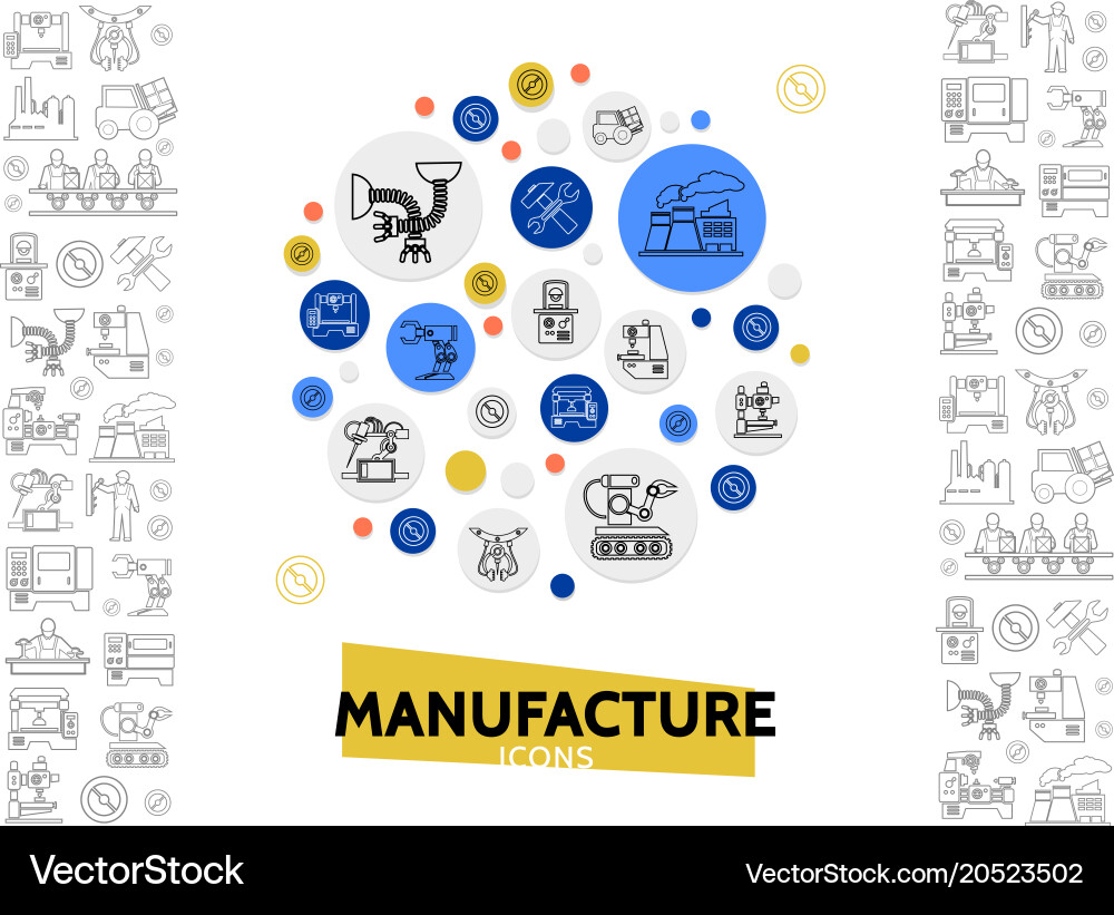 Manufacturing line icons template Royalty Free Vector Image