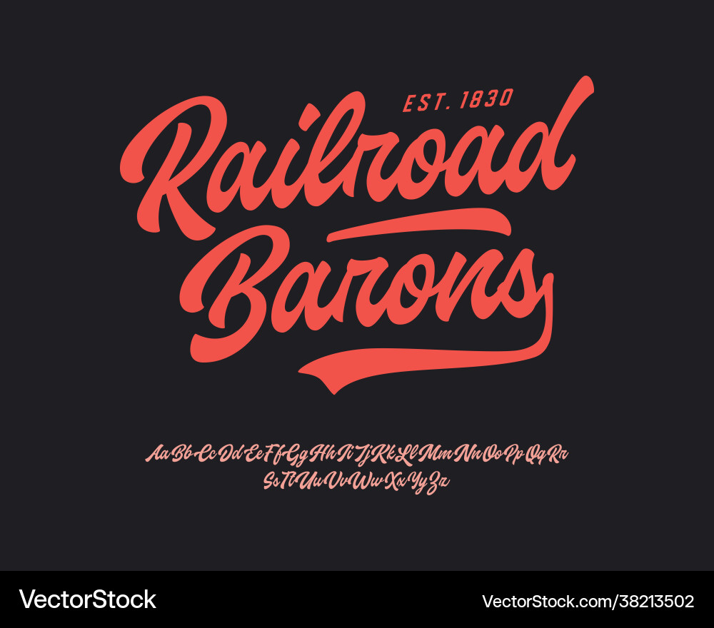 Original brush script font retro typeface Vector Image