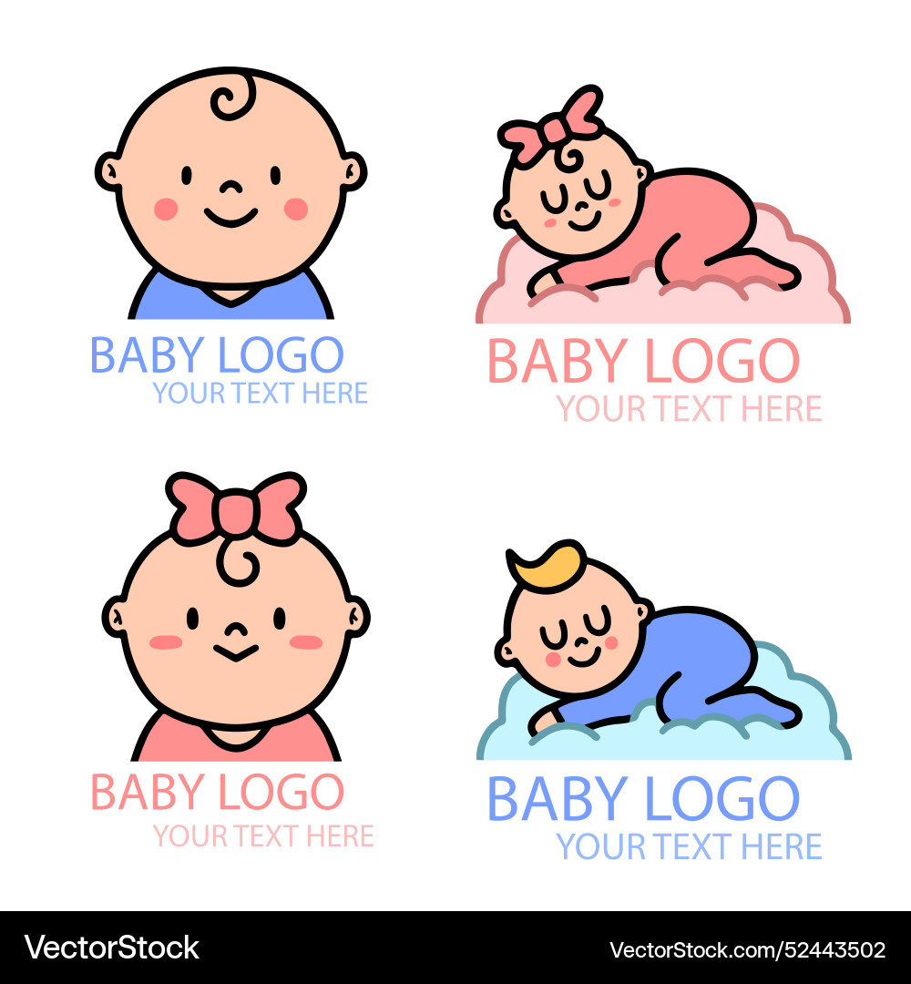 Set of cute baby logo templates Royalty Free Vector Image