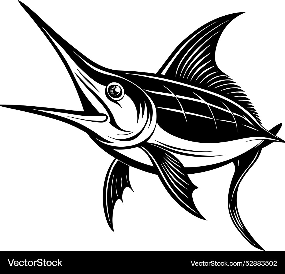 Swordfish silhouette black Royalty Free Vector Image