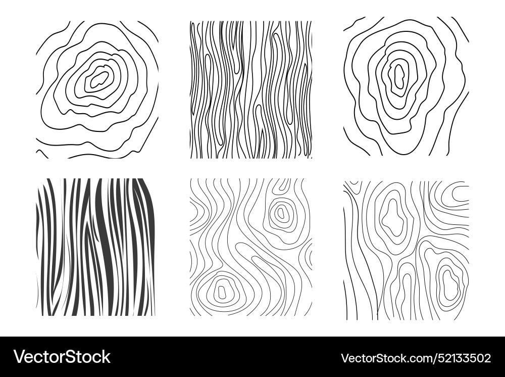 Wood texture material doodle hand drawn line tree Vector Image