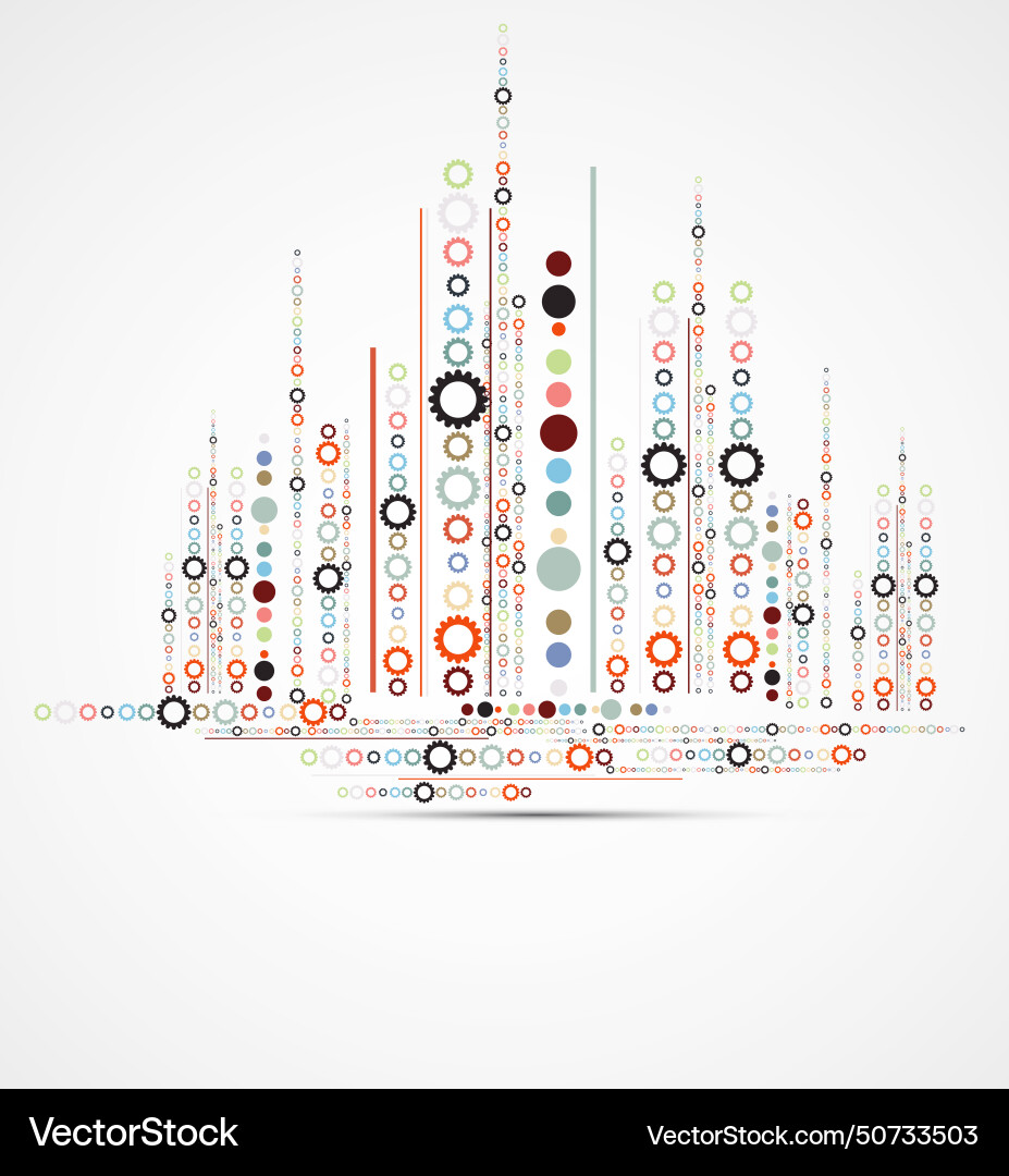 Abstract city with futuristic gear technology Vector Image