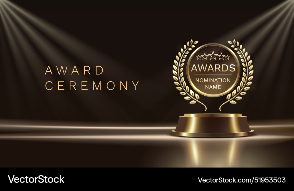 Award ceremony nomination name podium golden Vector Image