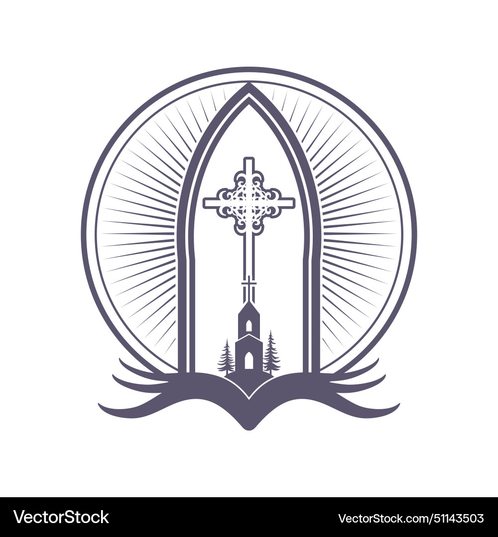 Church building emblem community worship unity Vector Image