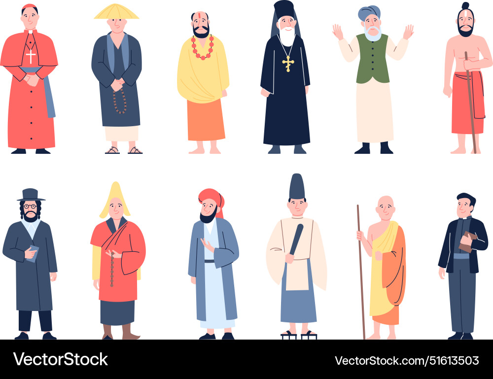 Religion characters men in priesthood different Vector Image