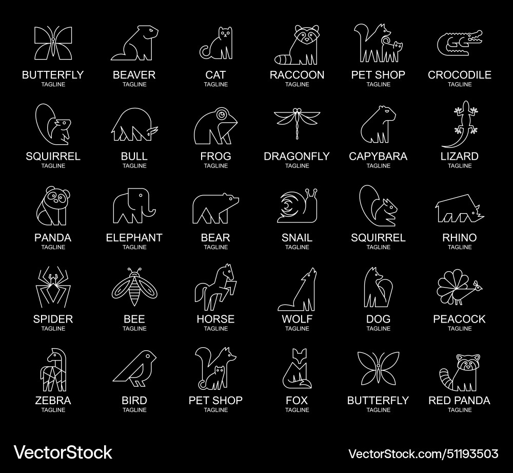 Tiere Logos Sammlung Lizenzfreies Vektorbild