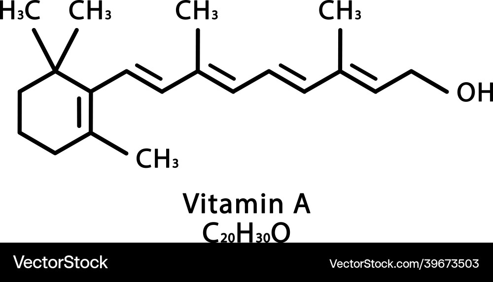Vitamin a retinol molecular structure Royalty Free Vector