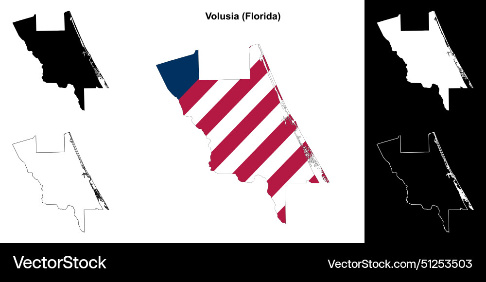 Volusia outline map Royalty Free Vector Image - VectorStock