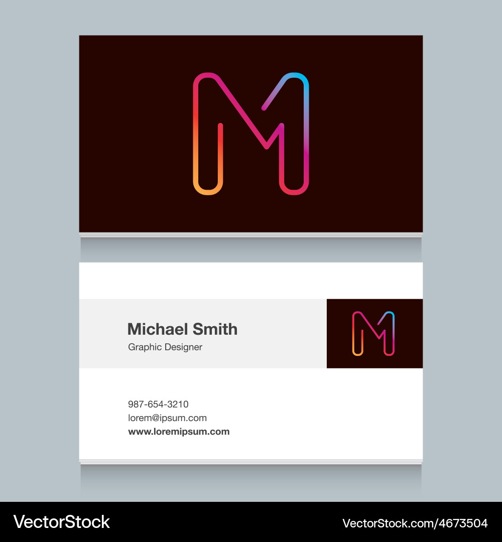 Business card letter m Royalty Free Vector Image