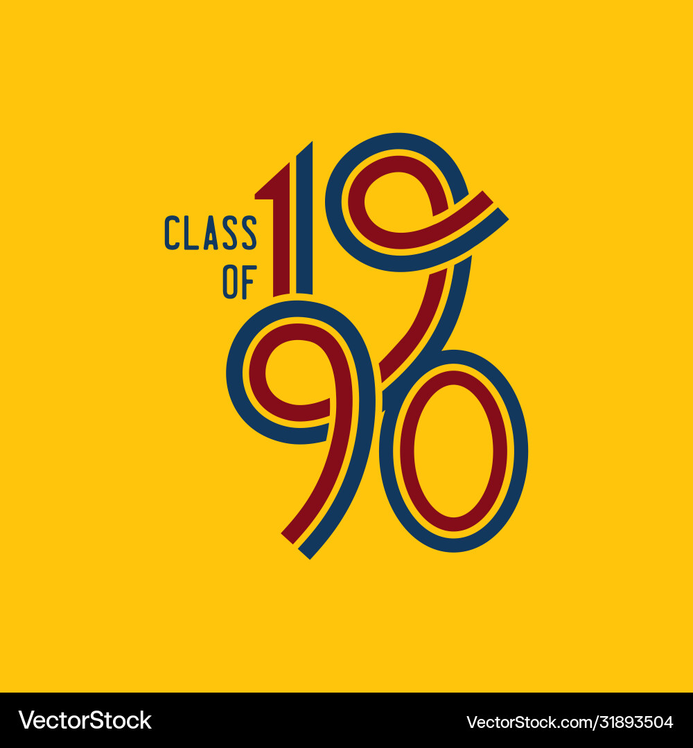 Class 1990 logo retro yellow background Royalty Free Vector