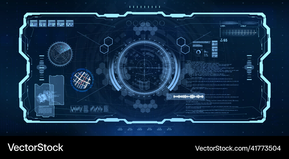 Cockpit helmet design with hud interface for vr Vector Image