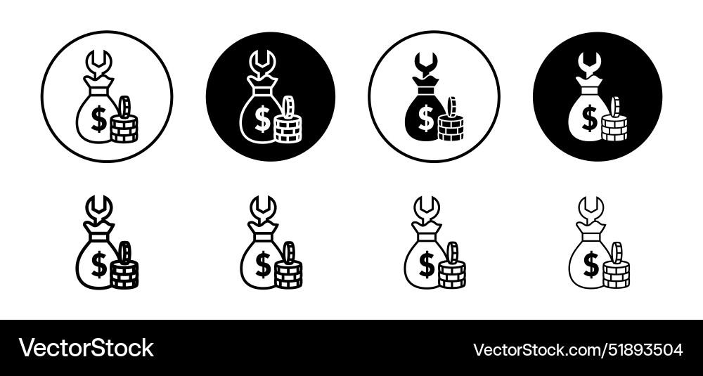 Fixed money icon set collection Royalty Free Vector Image