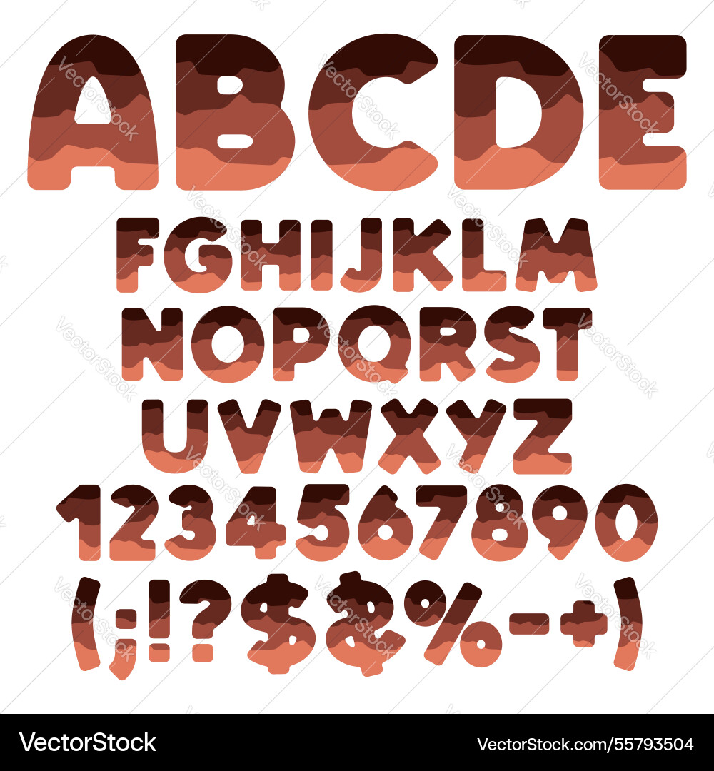 Font alphabet letter number from layers Royalty Free Vector