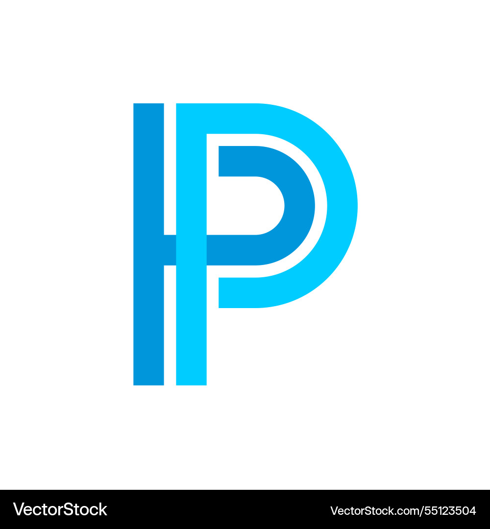 Letter p two linear logo Royalty Free Vector Image