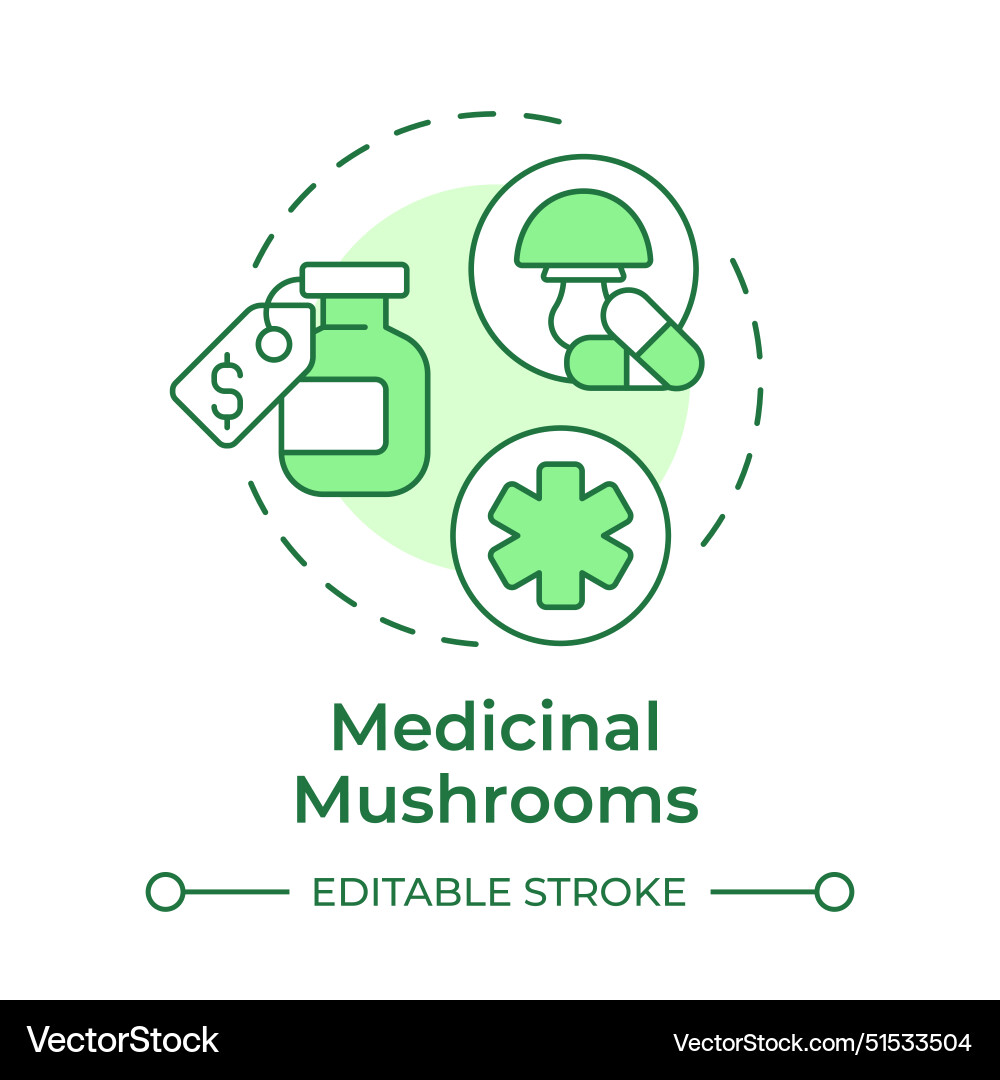 Medicinal mushrooms soft green concept icon Vector Image