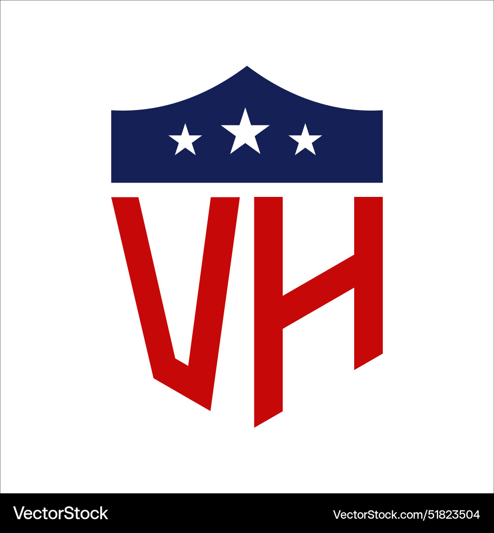 Patriotic vh logo design letter Royalty Free Vector Image