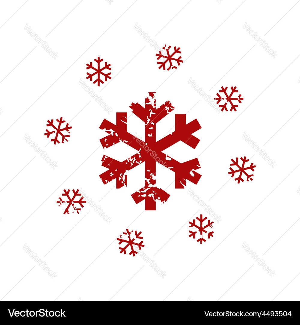 Red grunge snow logo Royalty Free Vector Image