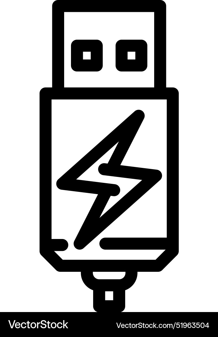Usb charging label product caution line icon Vector Image