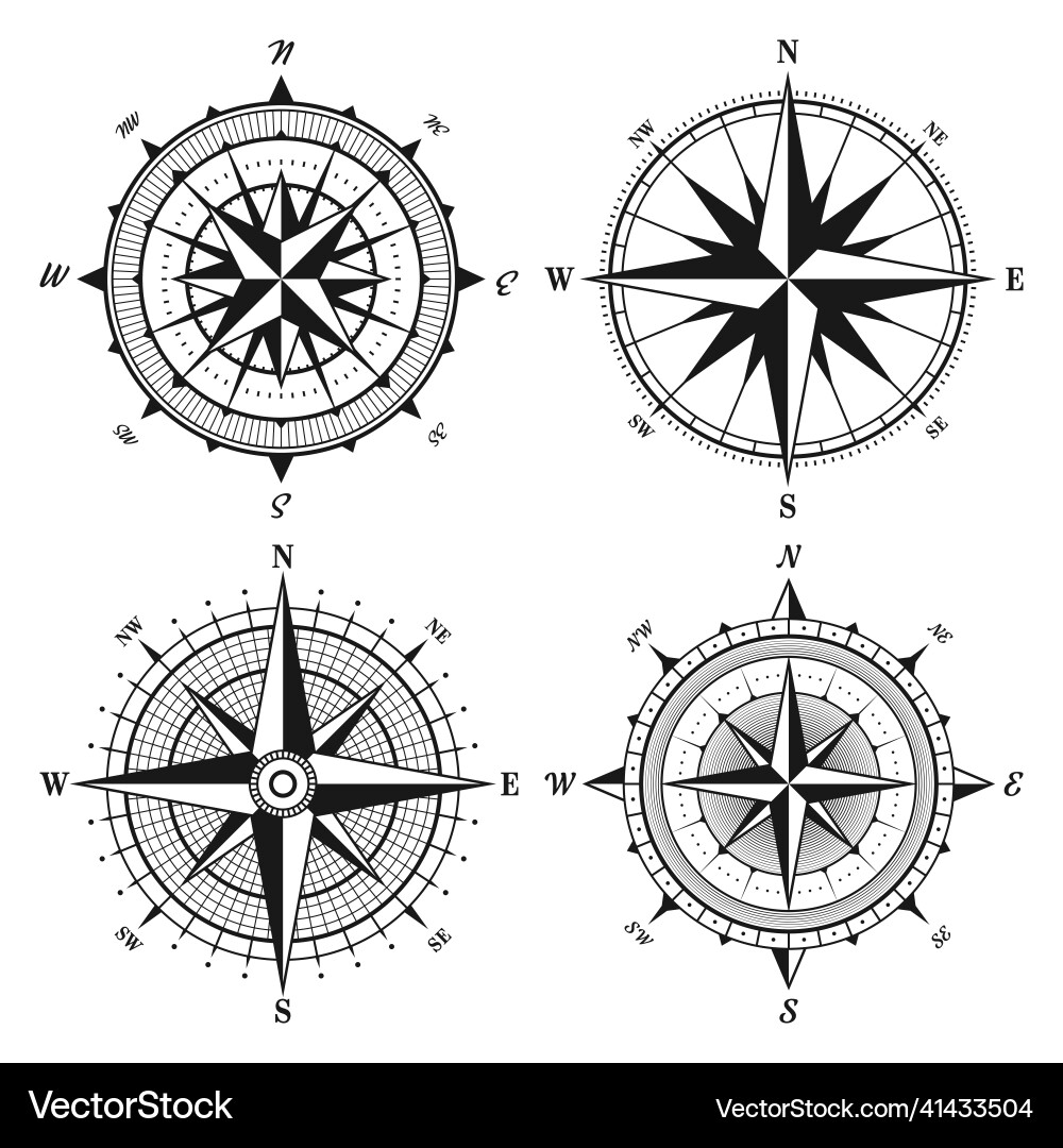 Vintage marine wind rose nautical chart Royalty Free Vector