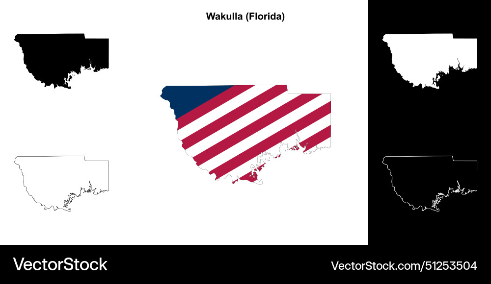Wakulla outline map Royalty Free Vector Image - VectorStock