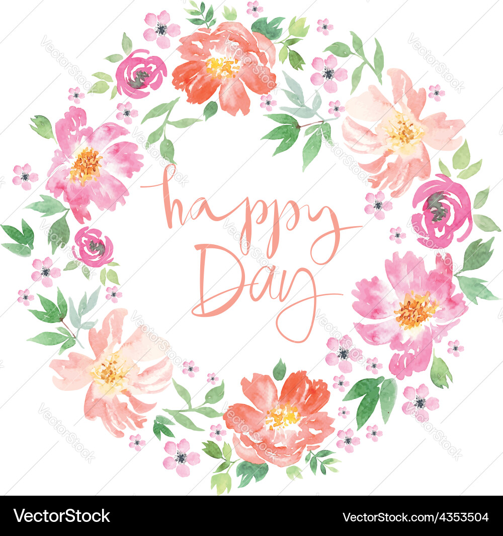 Watercolor Floral Spring Frame Royalty Free Vector Image