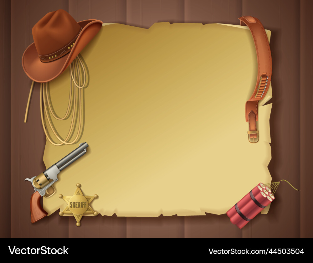 Wild west frame composition Royalty Free Vector Image