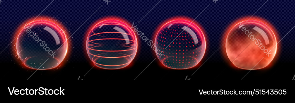 3d abstract red protect shield sphere with energy Vector Image