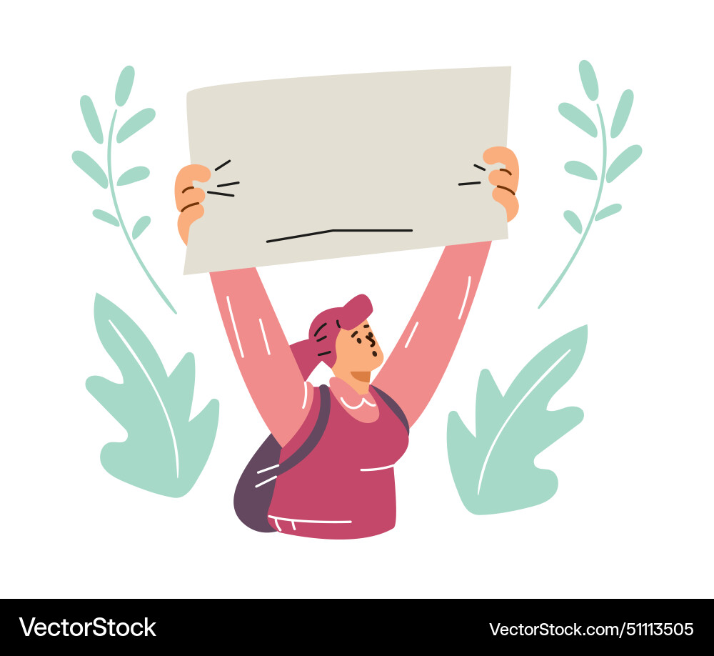 Activist with banner Royalty Free Vector Image