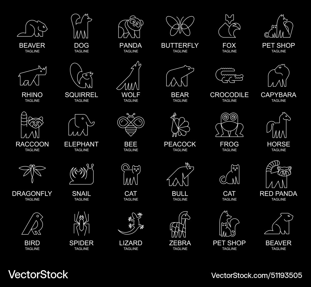 Animals logos collection Royalty Free Vector Image