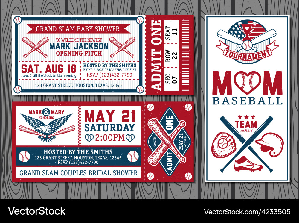 Baseball labels Royalty Free Vector Image - VectorStock