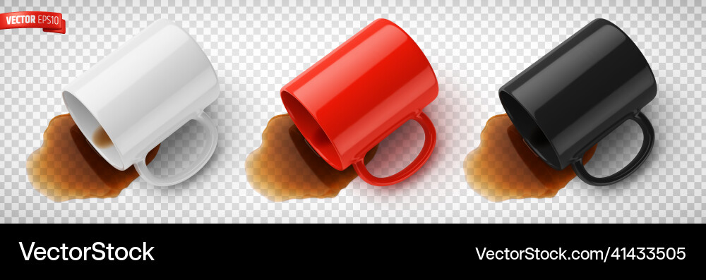 Ceramic Mugs with Coffee Drips Royalty Free Vector Image