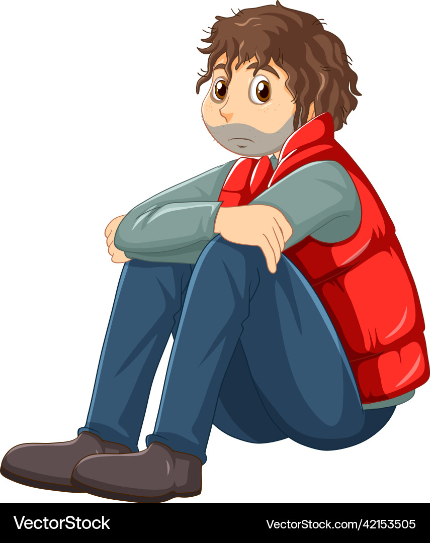Homeless man cartoon character Royalty Free Vector Image