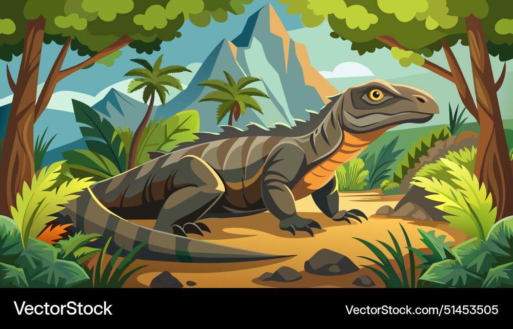 Komodo dragon natural environment Royalty Free Vector Image