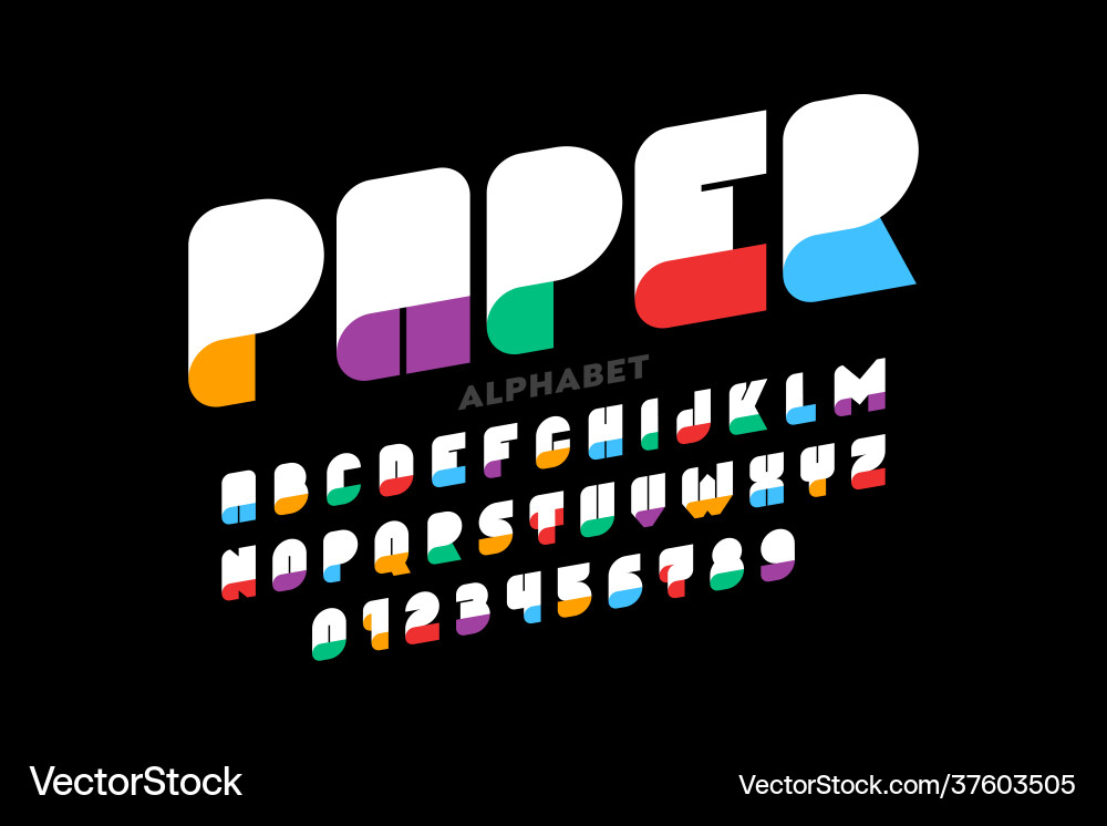 Paper Cut Alphabet Font Royalty Free Vector Image