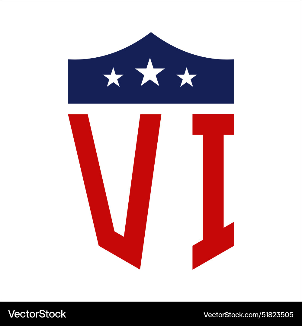 Patriotic vi logo design letter Royalty Free Vector Image